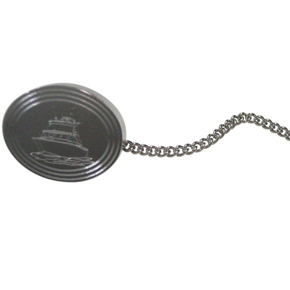 Kiola Designs | Accessories | Silver Toned Etched Oval Ship Tie Tack ...